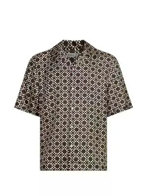 Simkhai Casper Geometric-print Short-sleeve Shirt - Brown