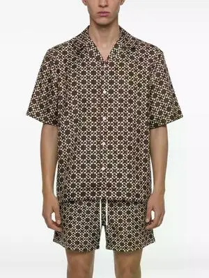 Simkhai Casper Geometric-print Short-sleeve Shirt