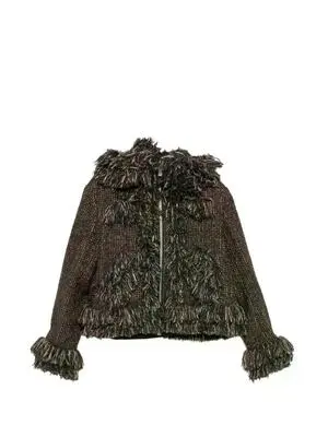 Sacai Fringe-trimmed Hooded Jacket - Brown