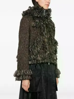 Sacai Fringe-trimmed Hooded Jacket - Brown