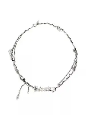Balenciaga Tone Logo Pendant Necklace - Silver