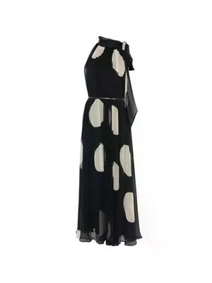 Max Mara Polka-dot Print Pleated Maxi Dress - Black