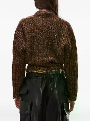 R13 Ribbed-knit V-neck Cardigan