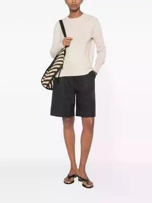 Soft Goat Ribbed-trim Crew-neck Sweater