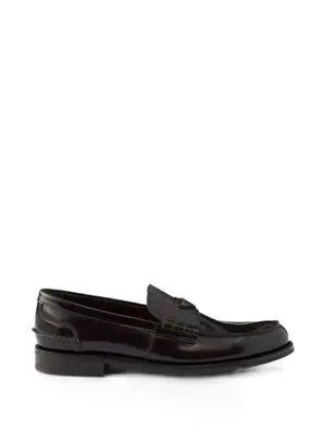 Prada Brushed Leather Loafers - Brown