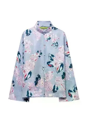 Shanghai Tang Scholar Floral-jacquard Jacket - Blue