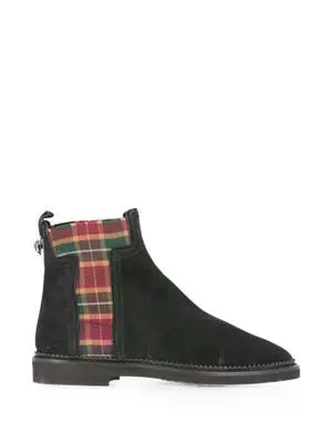 TOD'S Suede Ankle Boots With Tartan Paneling