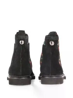 TOD'S Suede Ankle Boots With Tartan Paneling