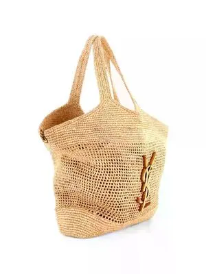 Saint Laurent Icare Shopping Raffia Maxi Tote Bag - Neutrals