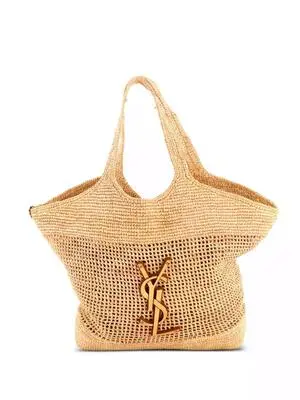 Saint Laurent Icare Shopping Raffia Maxi Tote Bag - Neutrals