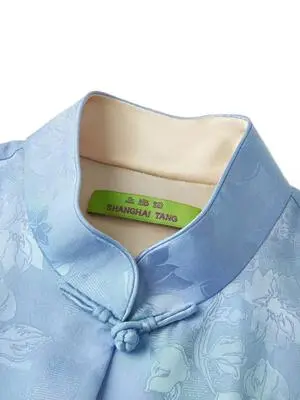 Shanghai Tang Floral Jacquard Sleeveless Mandarin Collar Top - Blue