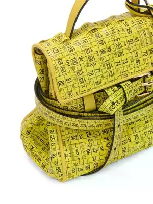 Moschino Tape Measure Print Buckled Tote Bag