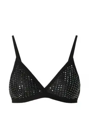 Pinko Mesh-effect Bra With Rhinestones - Black