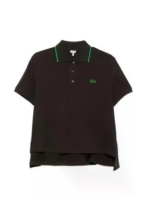 Loewe Logo Embroidered Tipped Polo Shirt - Black