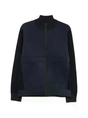 BOSS Knitted-panel Zip-up Jacket - Blue