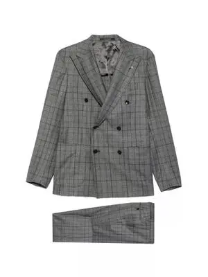 Tagliatore Check-pattern Double-breasted Suit - Grey