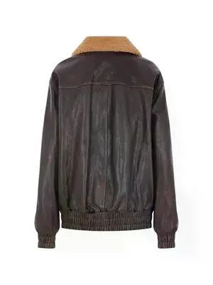 Valentino Garavani Shearling-collar Leather Bomber Jacket - Brown