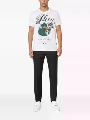 Philipp Plein Jersey T-shirt Duck Cote D'azur - White