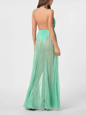 Philipp Plein Halterneck Maxi Dress - Turquoise