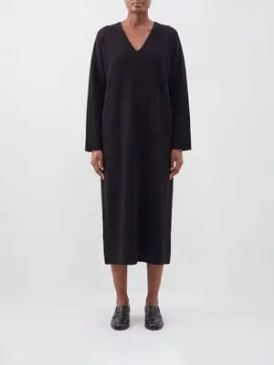 THE ROW Long Sleeve V-neck Maxi Dress