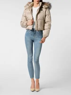 Philipp Plein Puffer Jacket With Fur Trimmed Hood