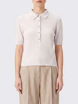 ALLUDE Ribbed Knit Polo - White