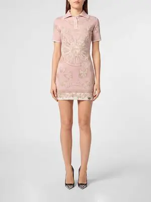 Philipp Plein Printed Knit Dress - Fuchsia