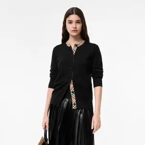 Burberry Check Trim Wool Cardigan