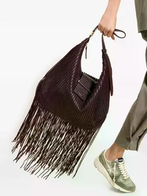 JIMMY CHOO Medium Bar Fringe-trimmed Shoulder Bag - Red