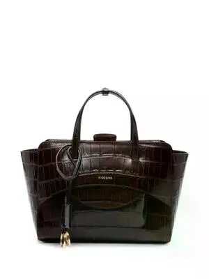 HIDESINS Flap M Croc-effect Leather Tote Bag - Brown