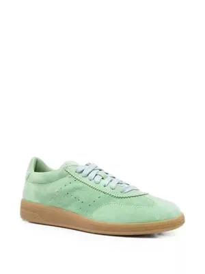 Santoni Perforated-detail Suede Sneakers