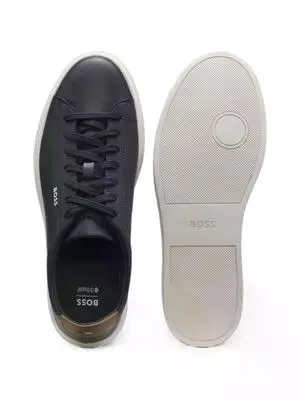BOSS Kieran Leather Cupsole Trainers With Signature-stripe Stitching