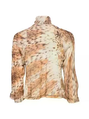 Roberto Cavalli 1990s Animal Print Silk Blouse