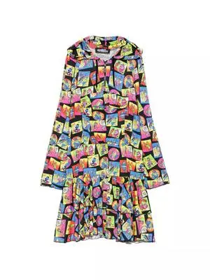 Jeremy Scott Graphic Print Hooded Tiered Mini Dress