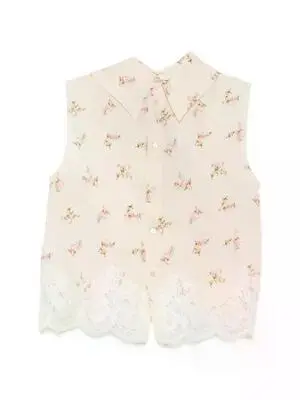 P.a.r.o.s.h Floral-print Lace-trim Blouse