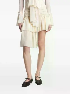 SIEDRES Gigi Ruched Ruffled Skirt - Neutrals