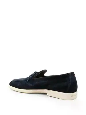 Santoni Bow-detail Suede Boat Shoes - Blue