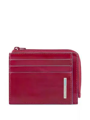 PIQUADRO Leather Card-zipped Coin Purse - Red