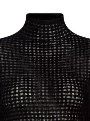 Proenza Schouler Chequered Mesh Knit High Neck Top