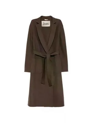 Herno Belted Wool Coat - Brown