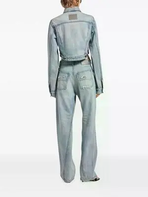 Balenciaga Cropped Distressed Denim Jacket