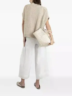 Brunello Cucinelli Sequin-embellished Open-knit Cardigan - Neutrals
