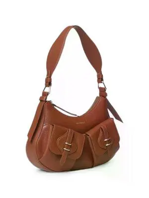COCCINELLE Pocket-detail Grained-leather Shoulder Bag - Brown