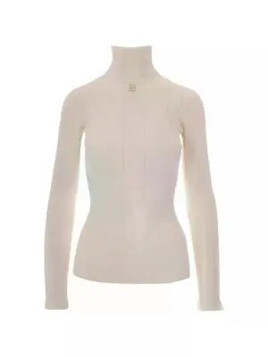 Elisabetta Franchi Ribbed-knit Logo-plaque Sweater - Neutrals