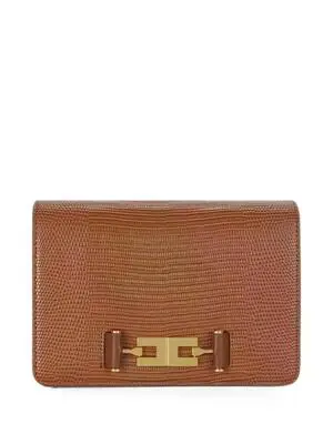 Elisabetta Franchi Lizard-effect Logo-plaque Shoulder Bag - Brown