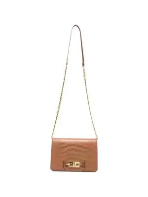 ELISABETTA FRANCHI Elisabetta Franchi Lizard-Effect Logo Plaque Shoulder Bag