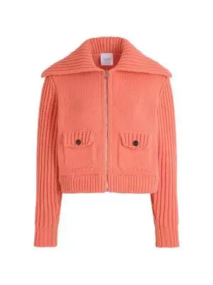 PATOU Ribbed-knit Zipped Sweater - Orange