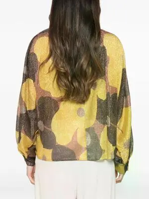 SIYU Abstract Print Metallic Blouse