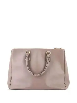 Prada Lux Saffiano Leather Double Zip Tote Bag - Neutrals