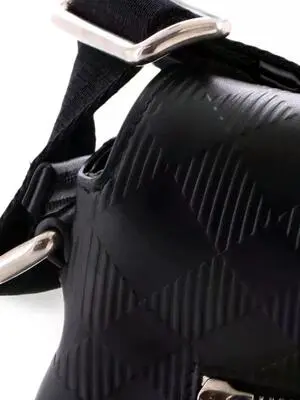 Burberry Full Flap Messenger Bag Check Embossed Leather Medium Crossbody Bag
